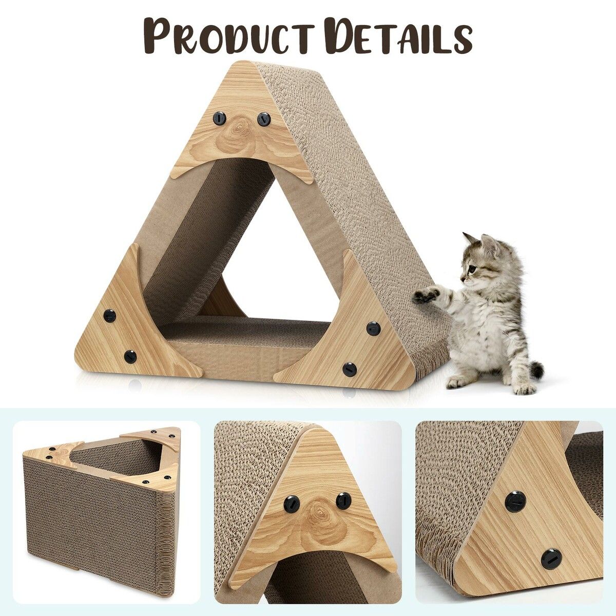 Triangle Cat Scratcher Bed Cave House Tunnel Cardboard Lounge ...