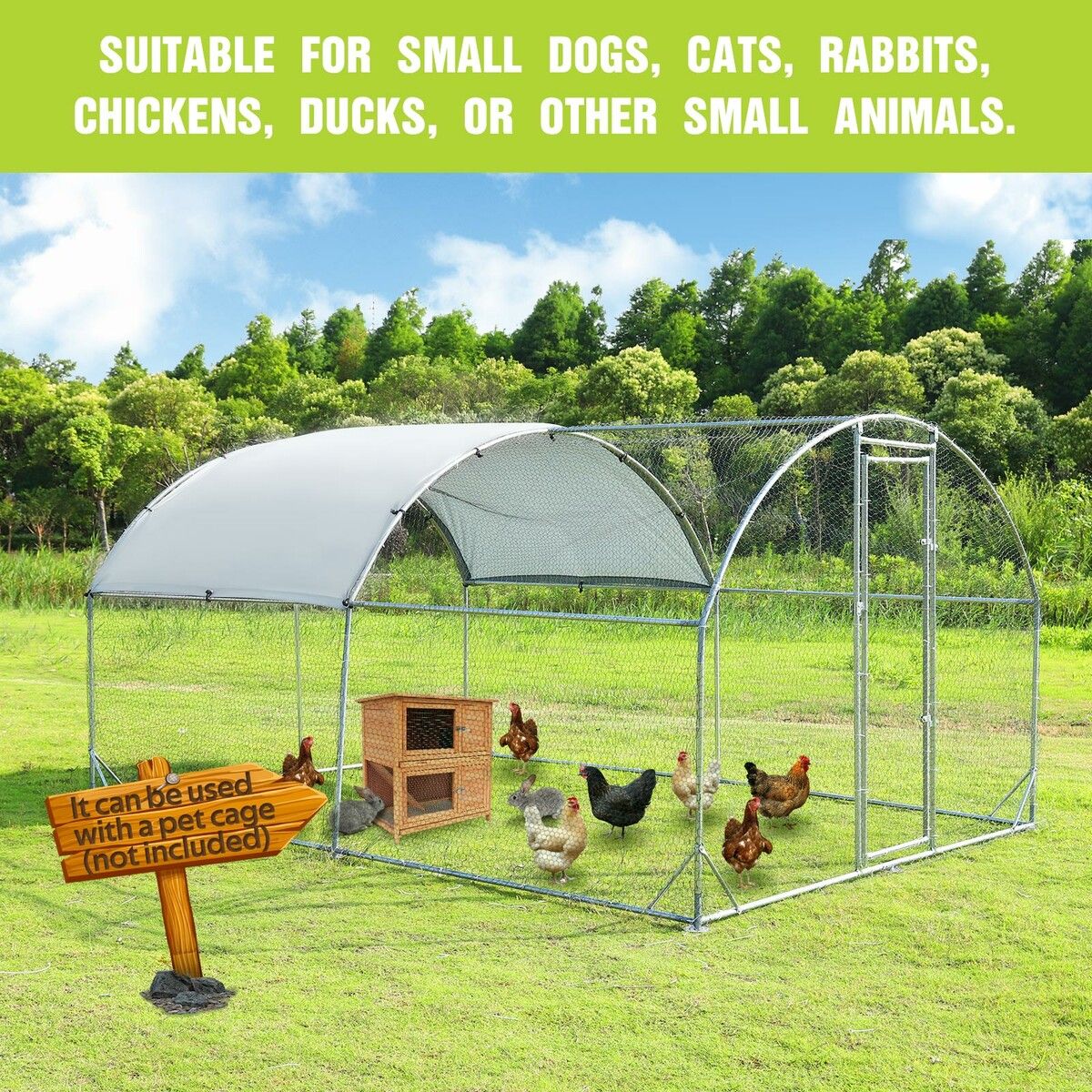 Chicken Coop Run Chook Pen Shelter Walk In Rabbit Hutch Dog Cat ...