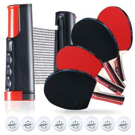 Ping Pong Set, All-in-One Portable Table Tennis Set with 4 Ping Pong ...