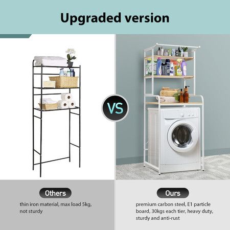 Over Toilet Shelf Storage Rack Washer Dryer Bathroom Organiser 3-Tier ...