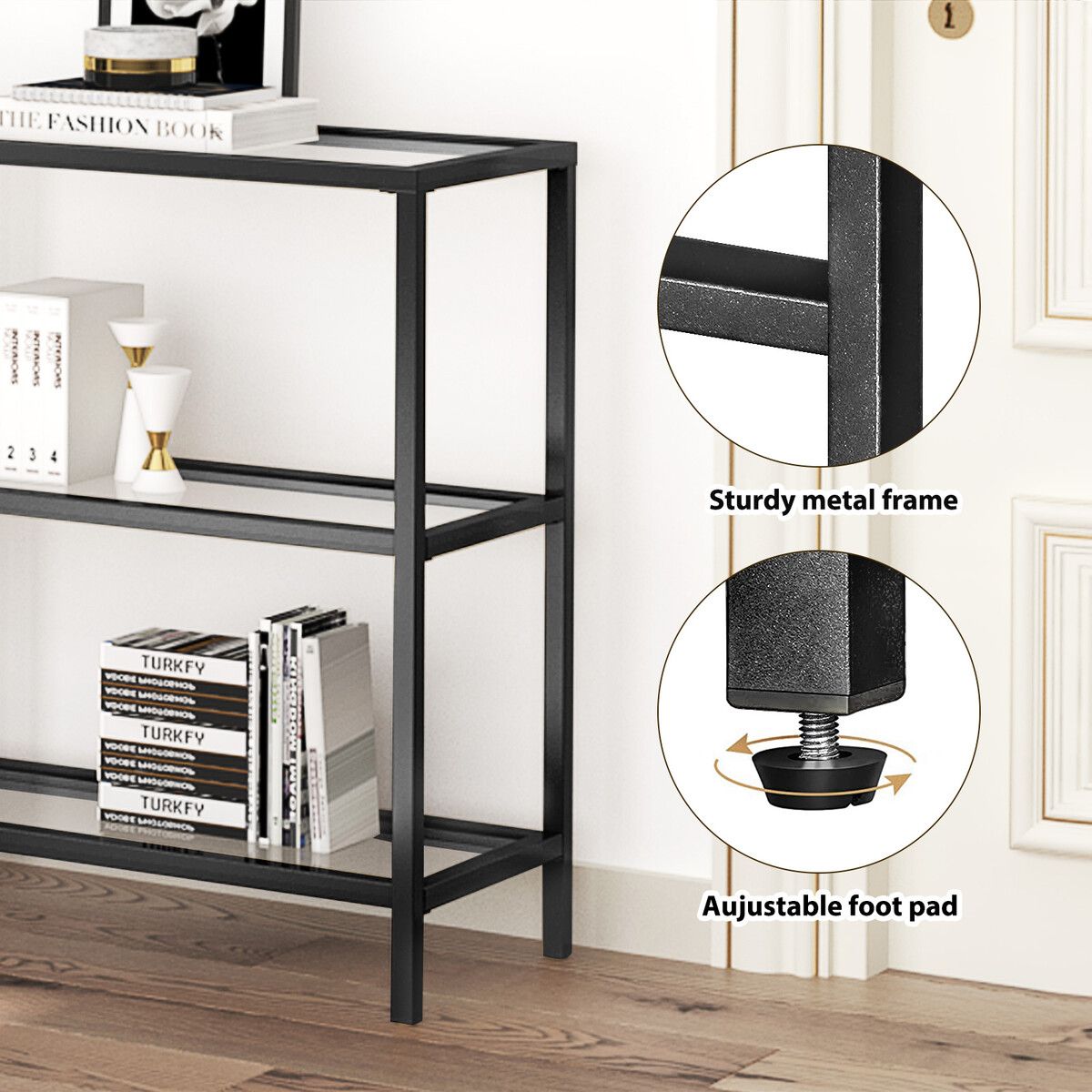 Black Console Sofa Table Hallway Entrance Entryway Display Stand Living ...