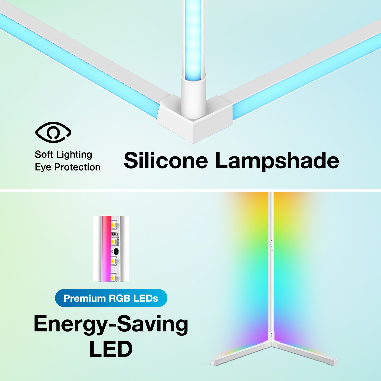 RGB LED Floor Lamp Corner Light Standing Lighting Remote Control for ...