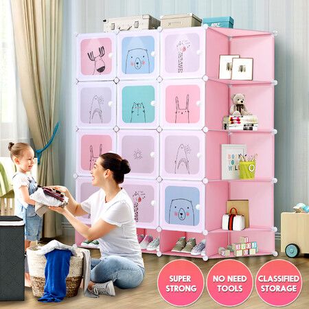 DIY Plastic Wardrobe Cupboard Toy Rack Book Shelf Closet Organizer ...