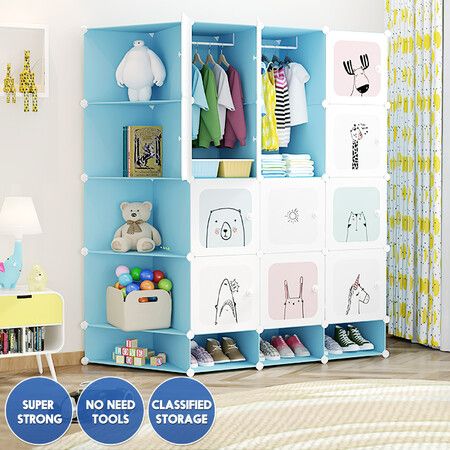 DIY Plastic Wardrobe Toy Box Rack Book Shelf Cupboard Closet Organizer ...