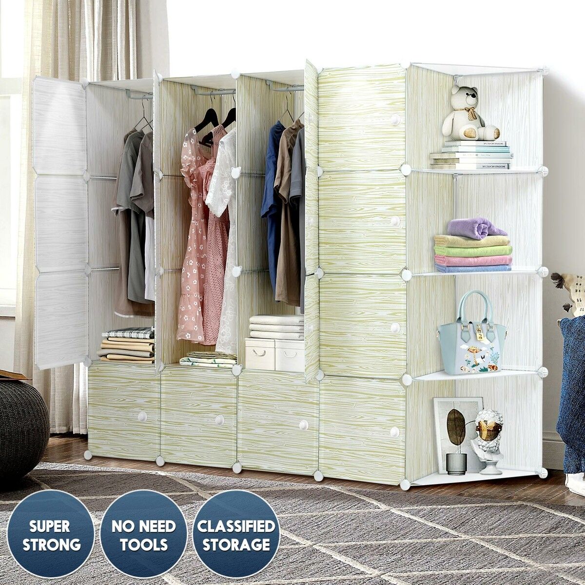 Plastic Wardrobe DIY Shoe Rack Book Shelf Cupboard Toy Box Closet ...