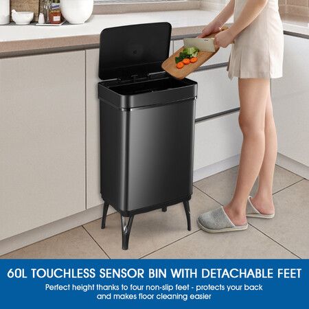 60L Sensor Recycling Bin Touchless Rubbish Trash Dustbin Kitchen Waste ...