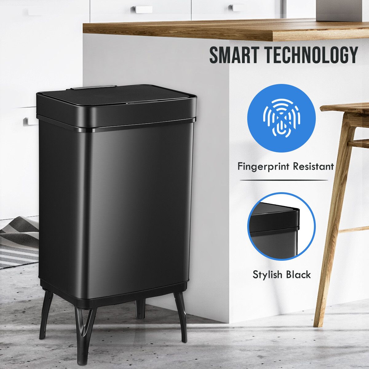 60L Sensor Recycling Bin Touchless Rubbish Trash Dustbin Kitchen Waste ...