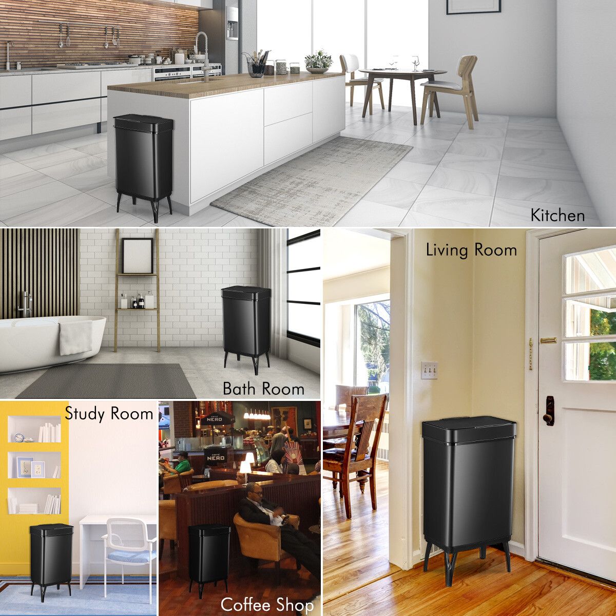 60L Sensor Recycling Bin Touchless Rubbish Trash Dustbin Kitchen Waste ...