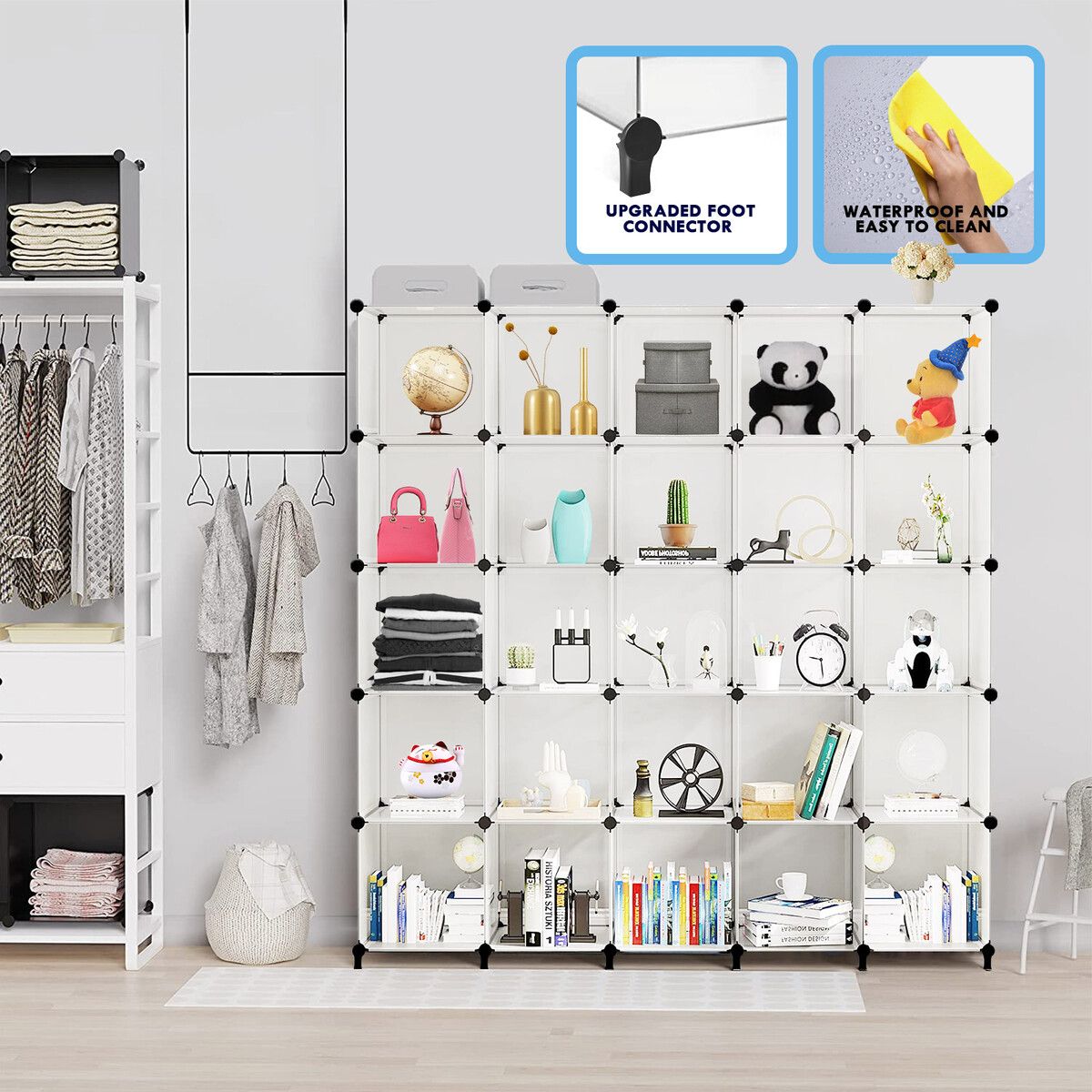 25 Cube Storage Shelves DIY Bookshelf Cabinet Display Shelf Toy White ...