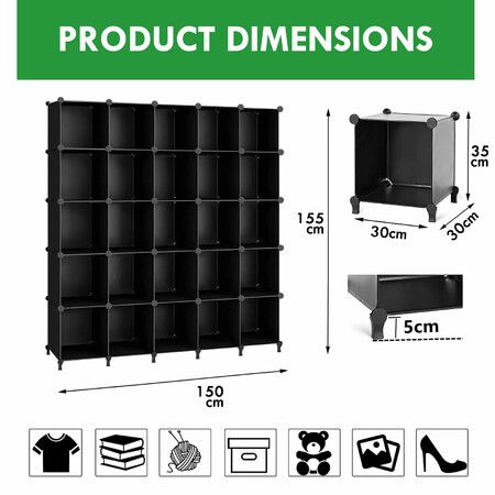 25 Cube Storage Shelves DIY Shelving Unit Bookshelf Cabinet Toy Display ...