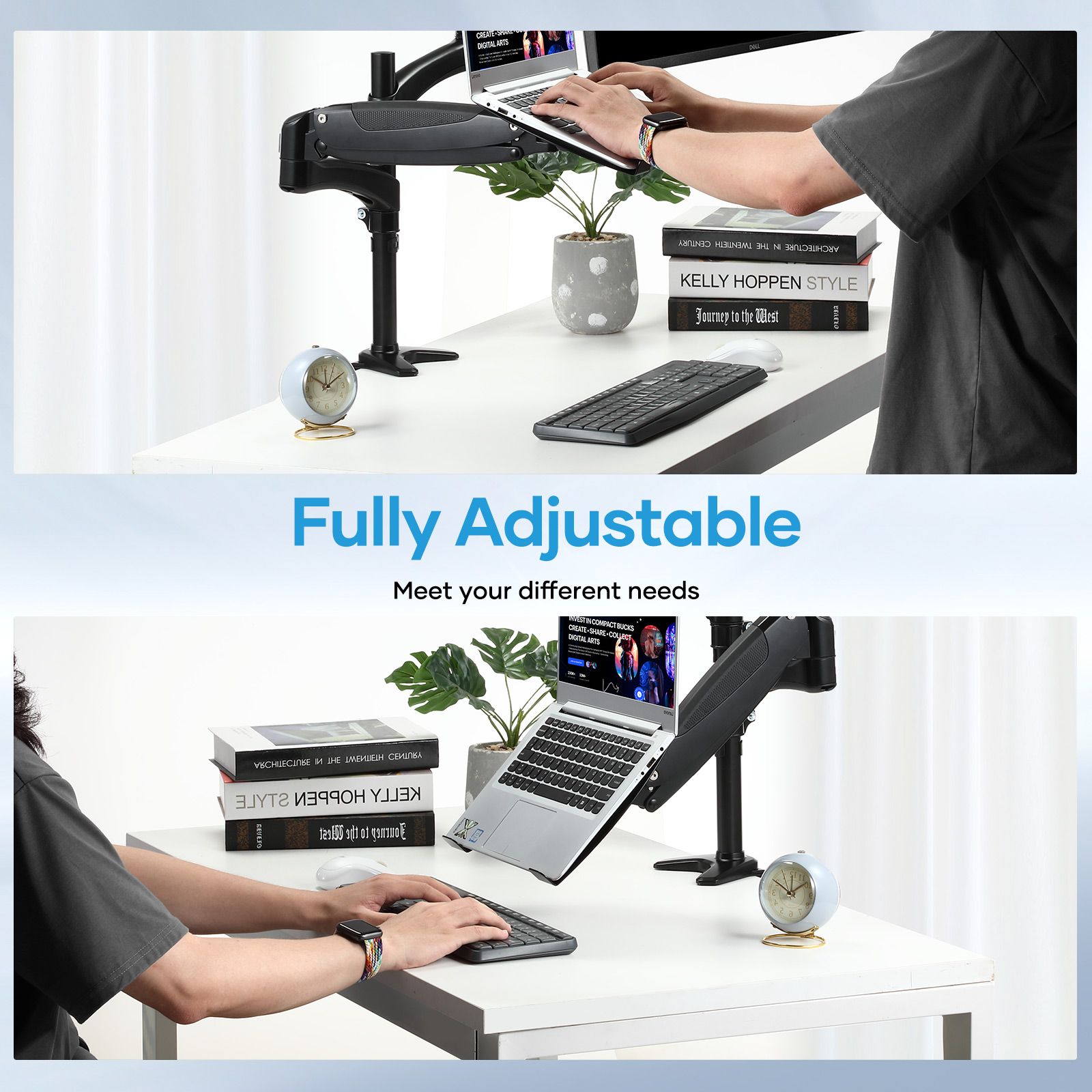 Monitor Arm Stand 2 In 1 Laptop Tray Riser Desk VESA Mount Computer ...