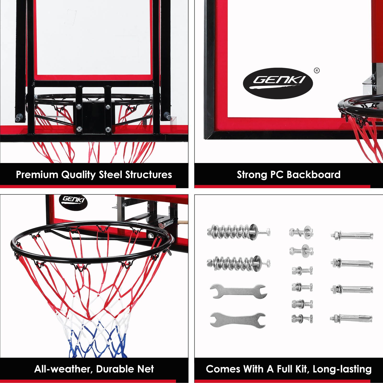 Indoor Basketball Hoop Wall Mounted Backboard Ring System Set Net Door ...