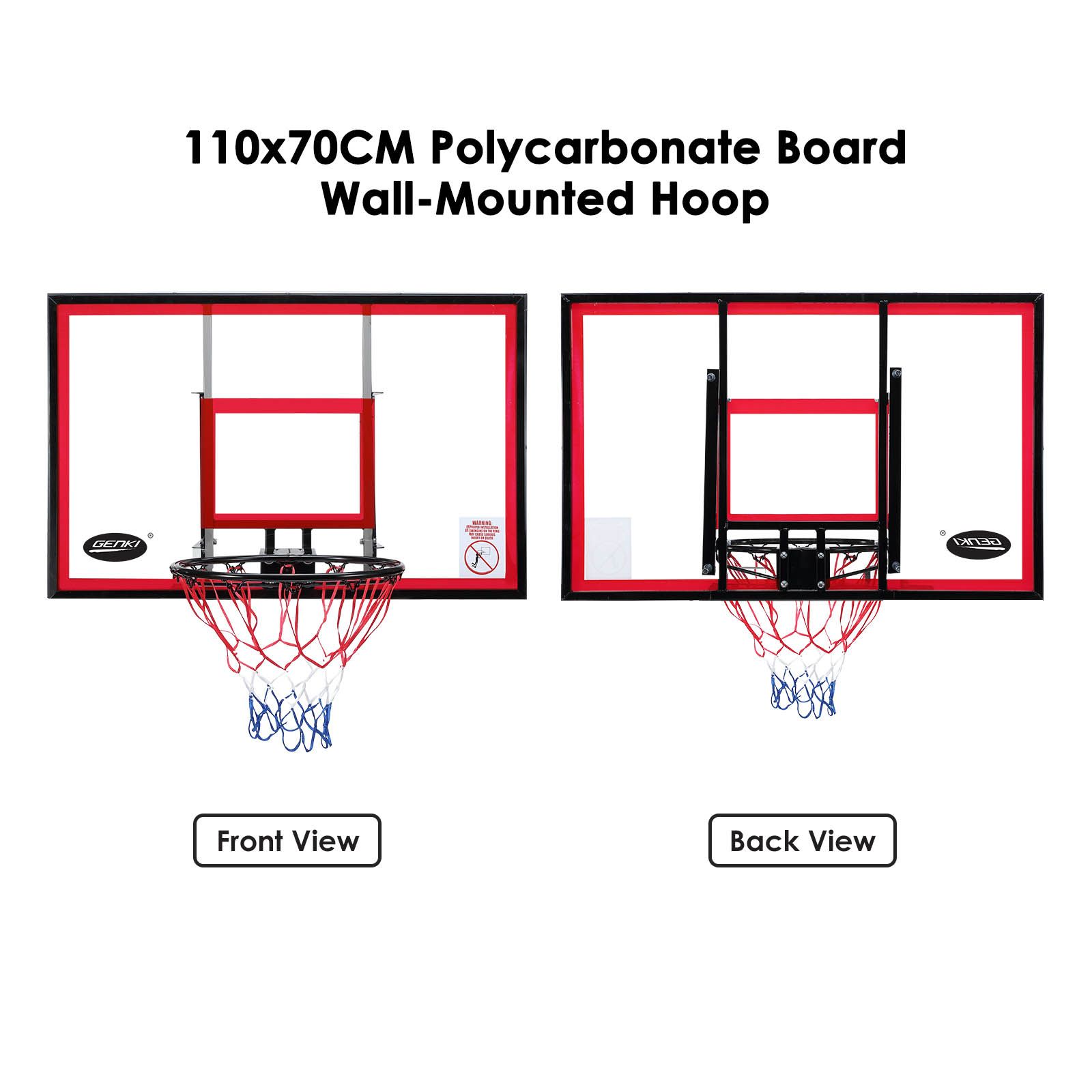 Indoor Basketball Hoop Wall Mounted Backboard Ring System Set Net Door ...