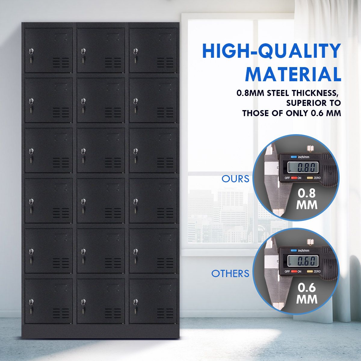 Steel Locker Storage Cabinet 18 Doors Filing Cupboard Metal Organiser ...