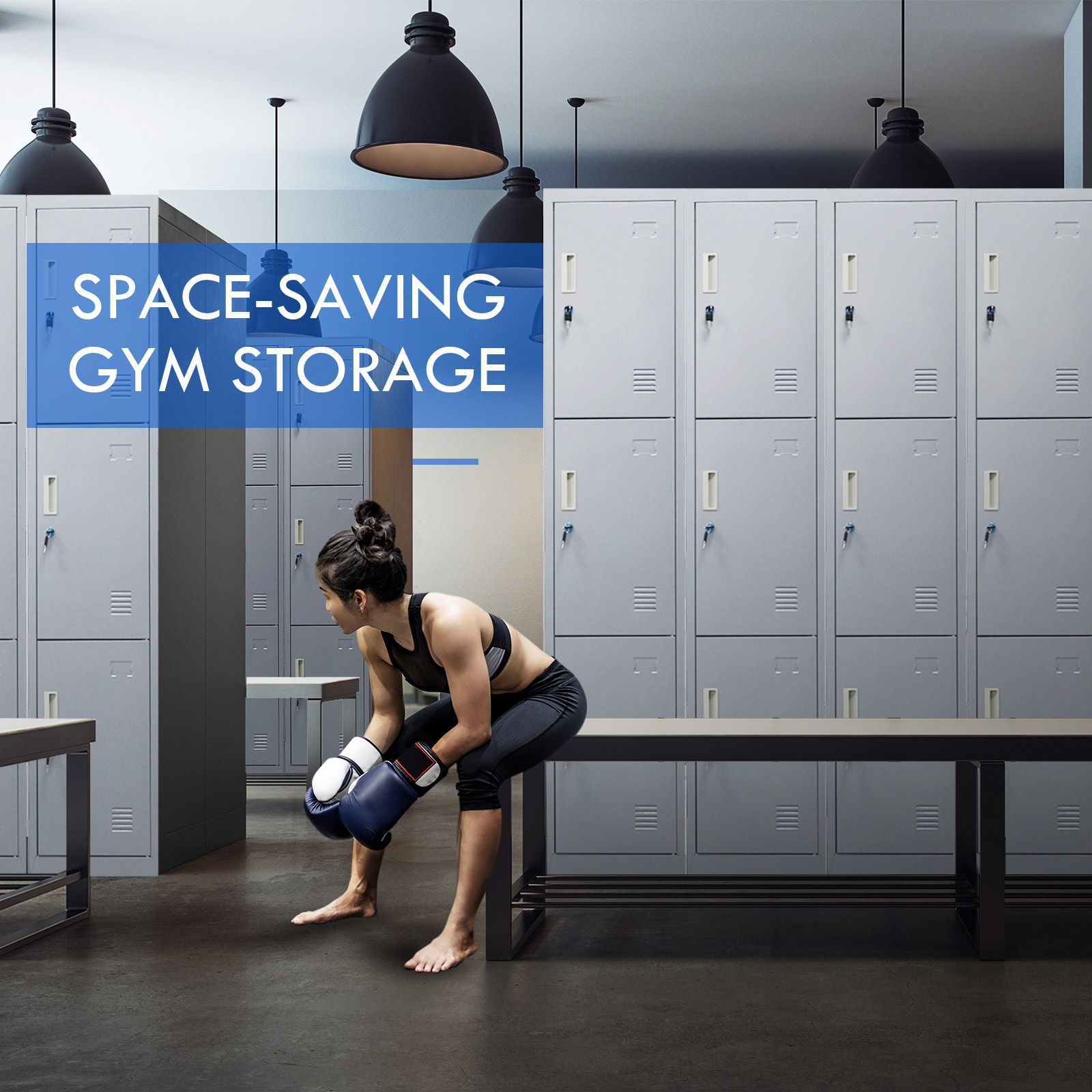 Steel Locker Storage Cabinet 3 Doors Filing Cupboard Metal Organiser ...
