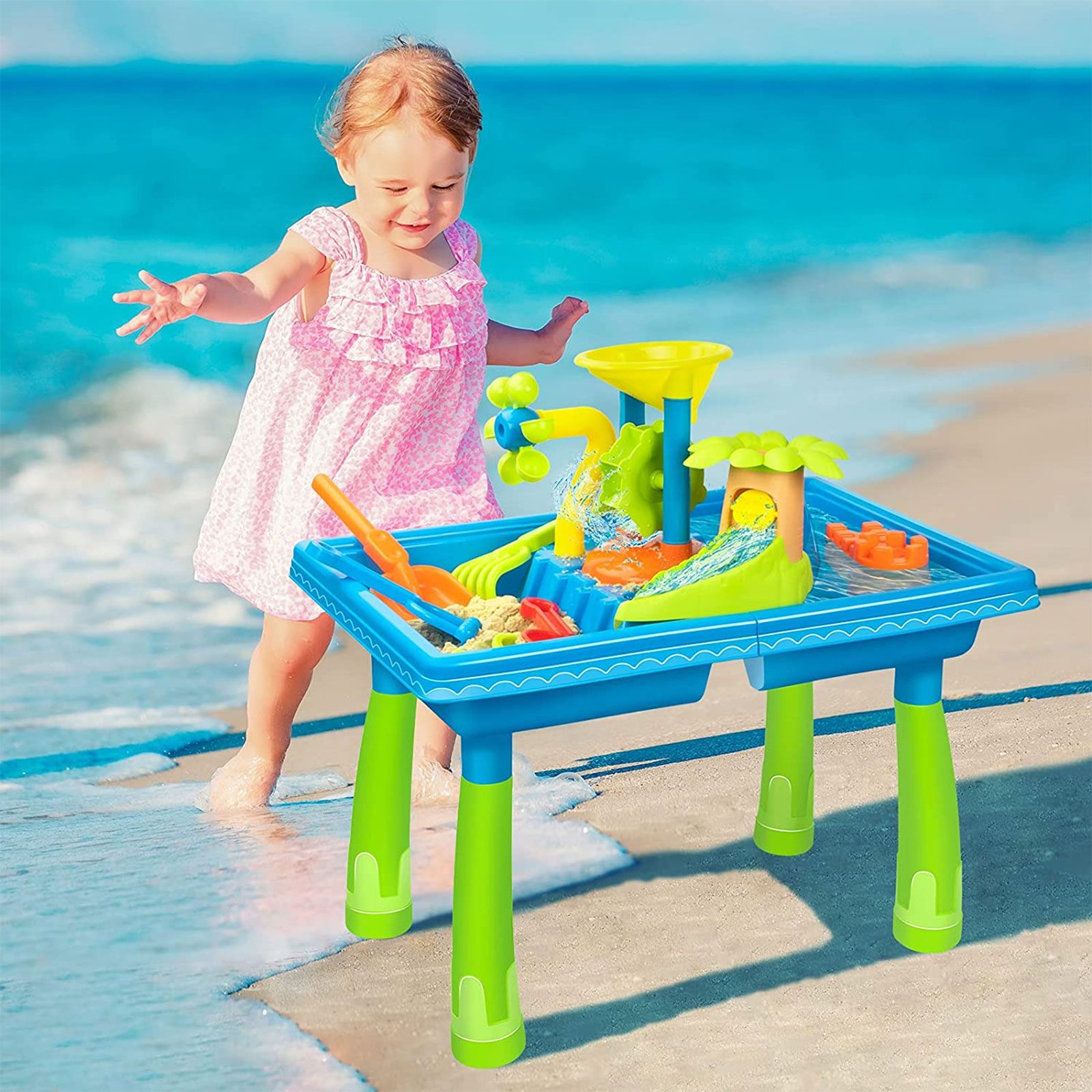 2in1 Water Sand Table Kid Sandpit Beach Play Swimming Pool Toys Outdoor ...
