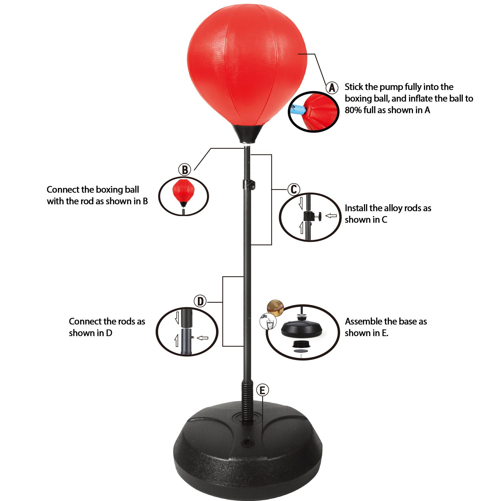160CM Speed Ball Boxing Punching Bag Stand Set Height Adjustable ...