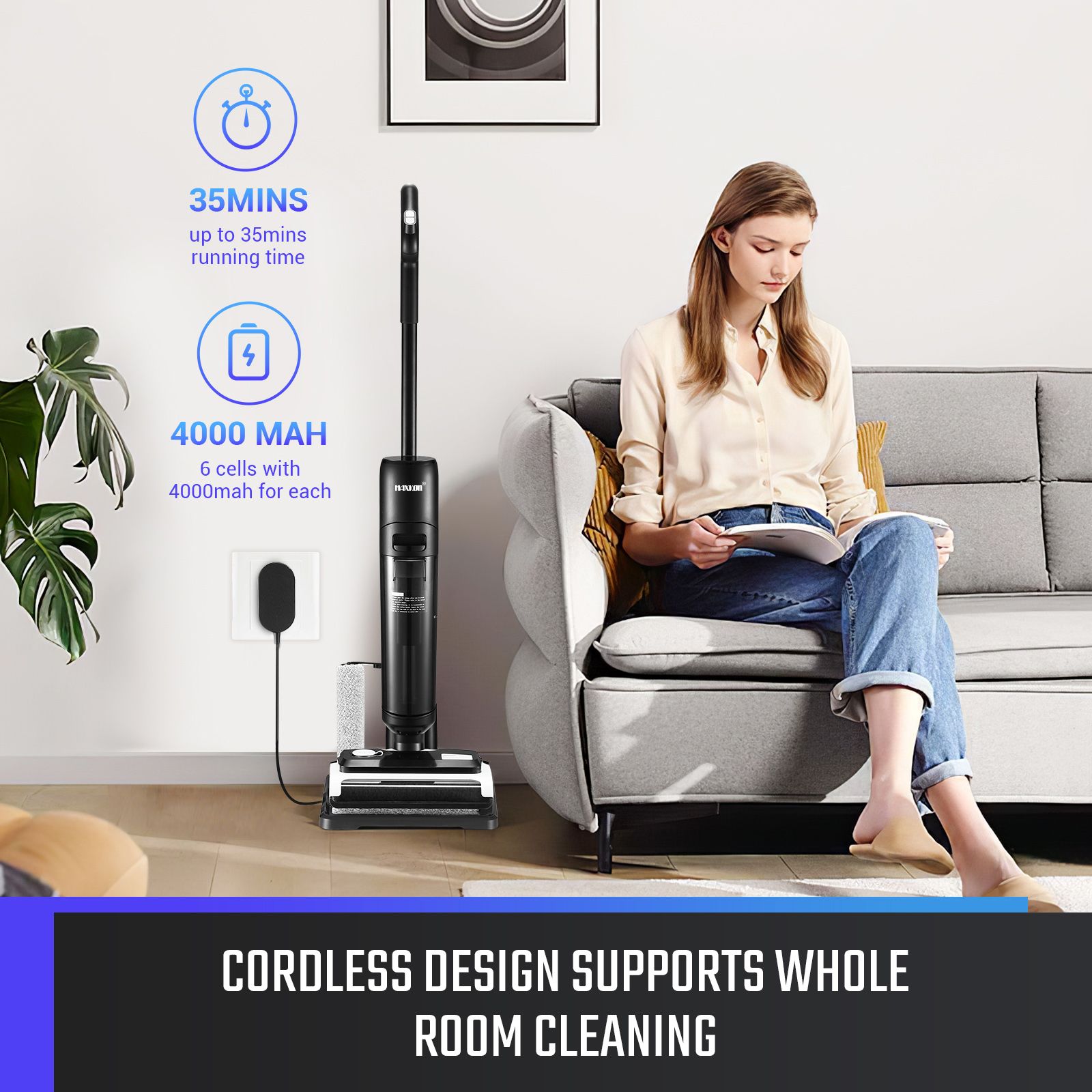 Cordless Vacuum Floor Cleaner Portable Hard Wet Dry Cleaning Machine ...