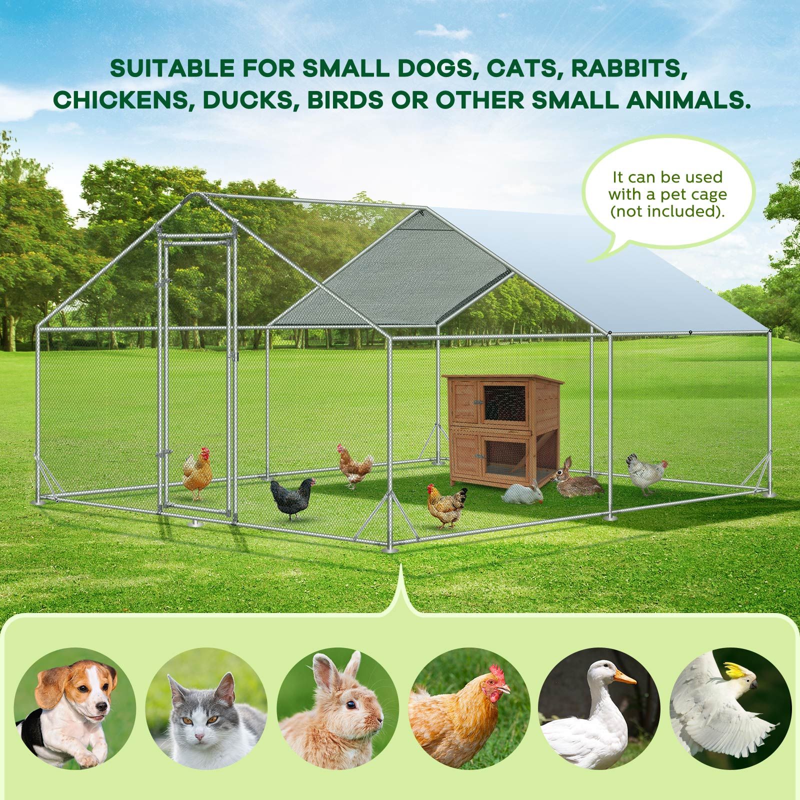 Chicken Coop Run Chook Pen Walk In Shelter Rabbit House Hutch Cat Dog ...