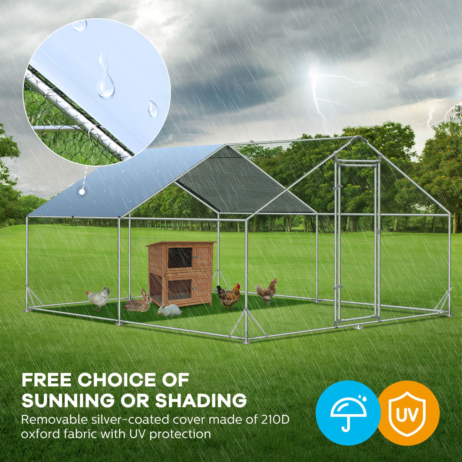 Chicken Coop Run Chook Pen Walk In Shelter Rabbit House Hutch Cat Dog ...