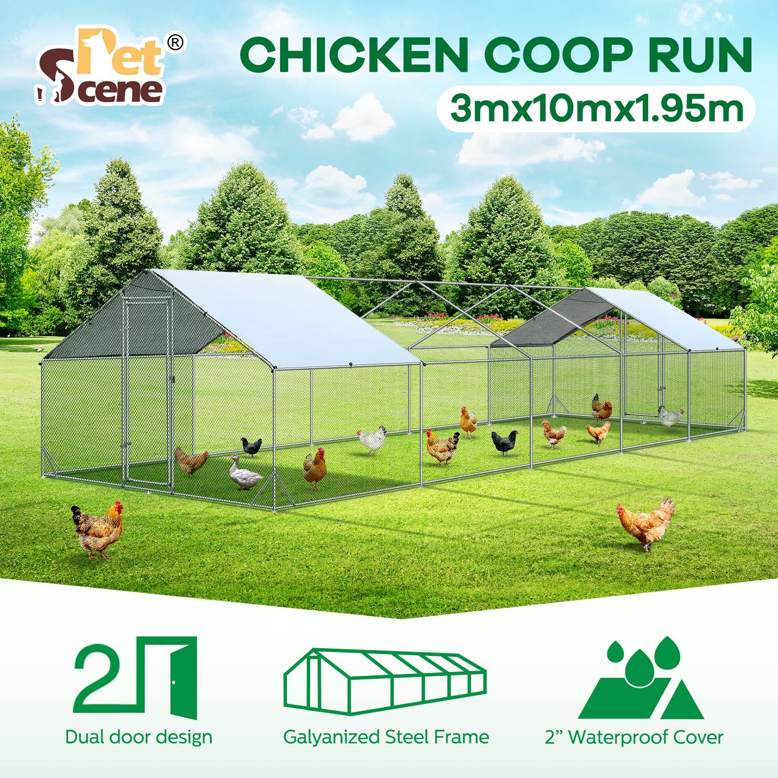 Chicken Coop Run Walk In Chook Cage House Pen Shelter Cat Dog Bird ...