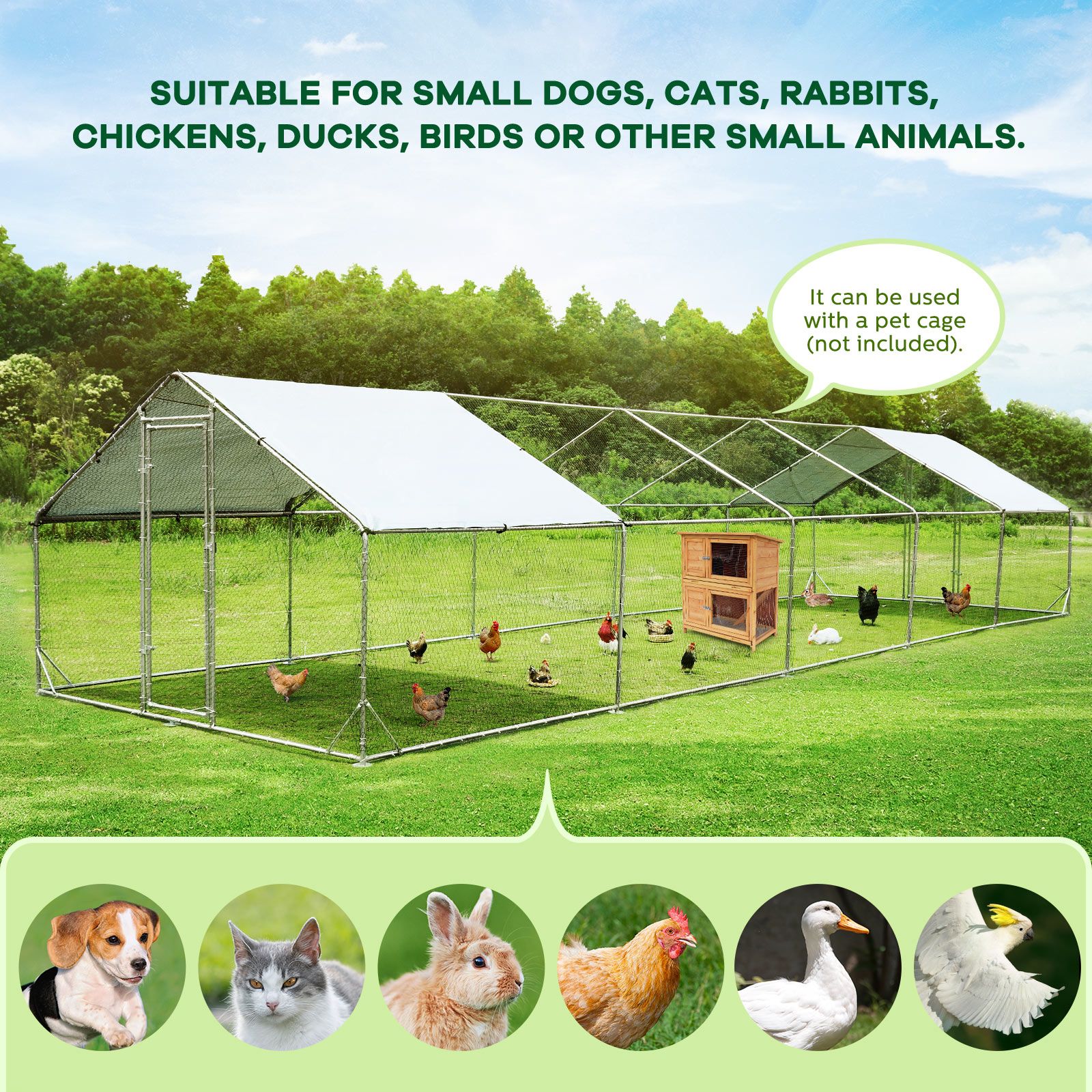Chicken Coop Run Walk In Chook Cage House Pen Shelter Cat Dog Bird Enclosure Rabbit Hutch Extra ...