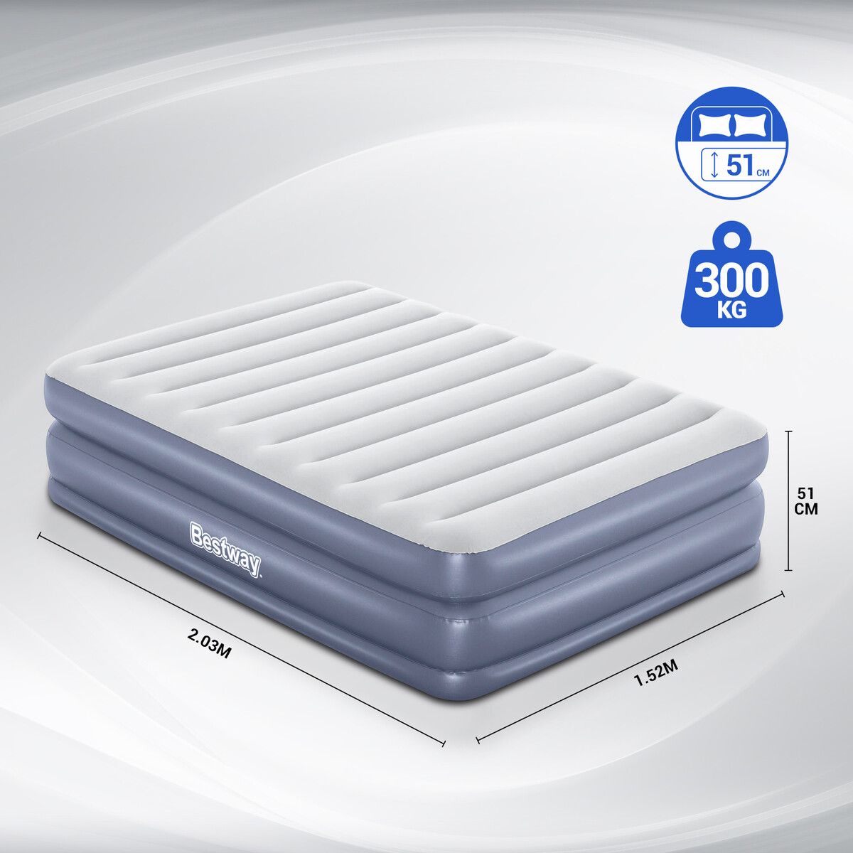 Bestway Air Mattress Queen Size Inflatable Blow Up Bed with AC Pump Tritech QuadComfort ...