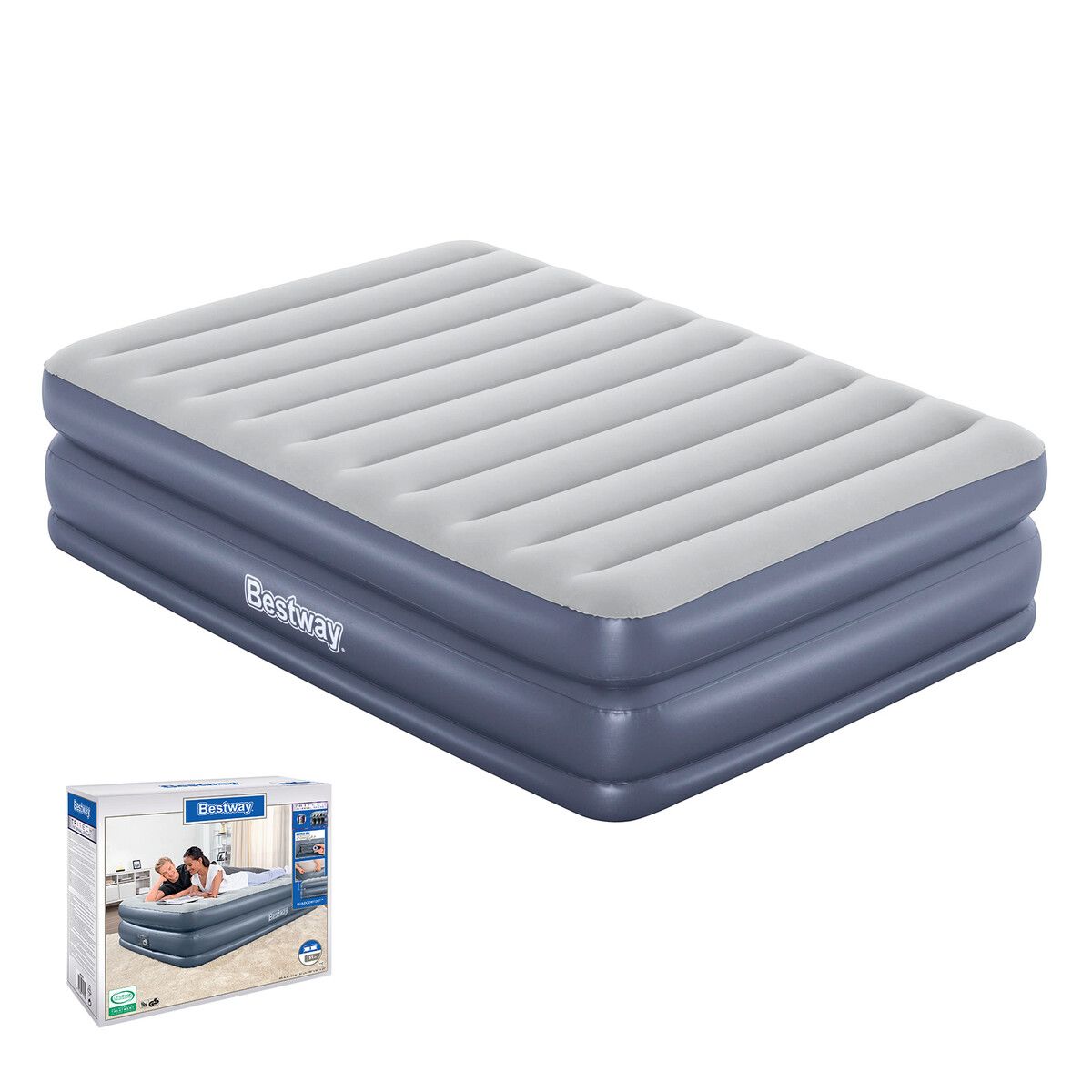 Bestway Air Mattress Queen Size Inflatable Blow Up Bed with AC Pump Tritech QuadComfort ...