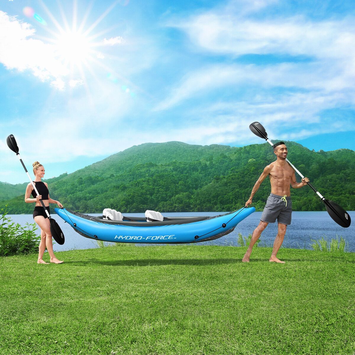 Bestway Kayak Inflatable Raft 2 Person Canoe Blow Up Boat Sea River ...