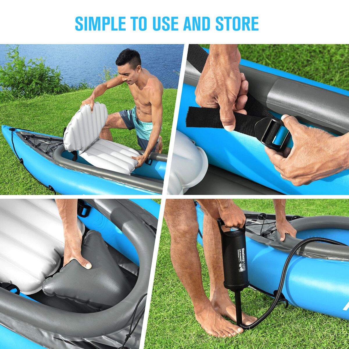 Bestway Kayak Inflatable Raft 2 Person Canoe Blow Up Boat Sea River ...
