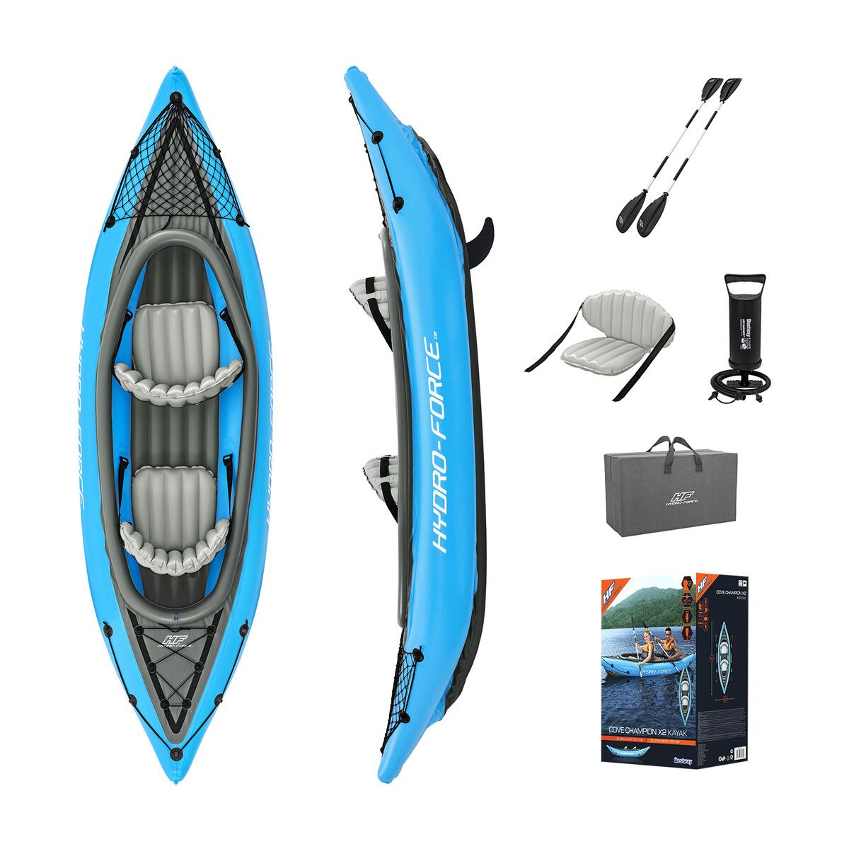 Bestway Kayak Inflatable Raft 2 Person Canoe Blow Up Boat Sea River ...