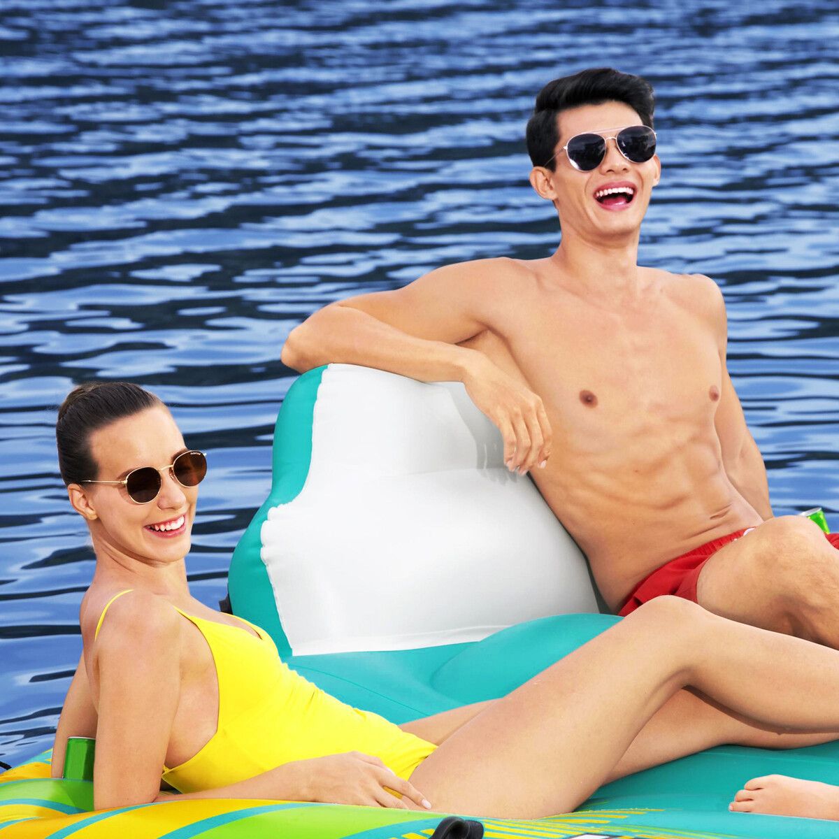 Bestway Floating Island Pool Party Swim Platform Raft Giant Inflatable Lounge Tube Sunshade 5 ...