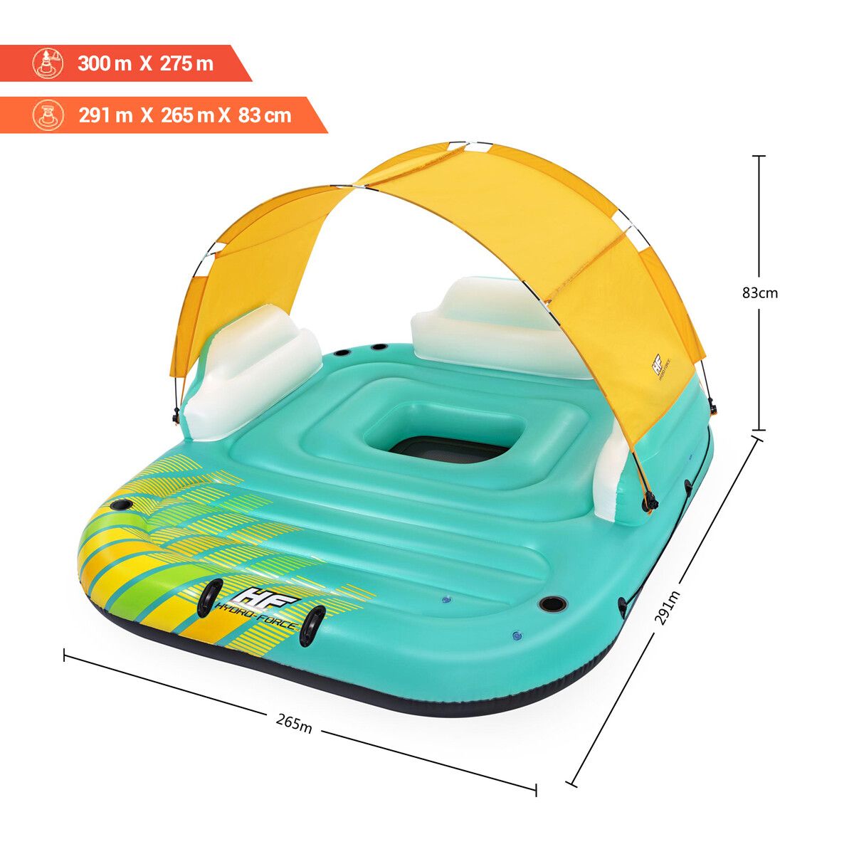 Bestway Floating Island Pool Party Swim Platform Raft Giant Inflatable Lounge Tube Sunshade 5 ...