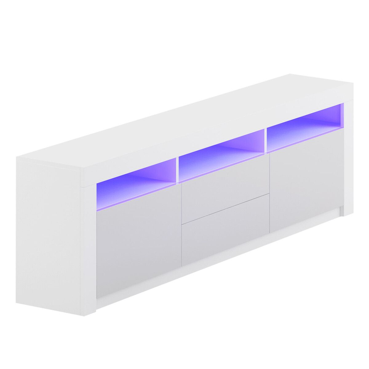 Modern TV Unit Cabinet Wood Entertainment Stand High Gloss Front RGB ...