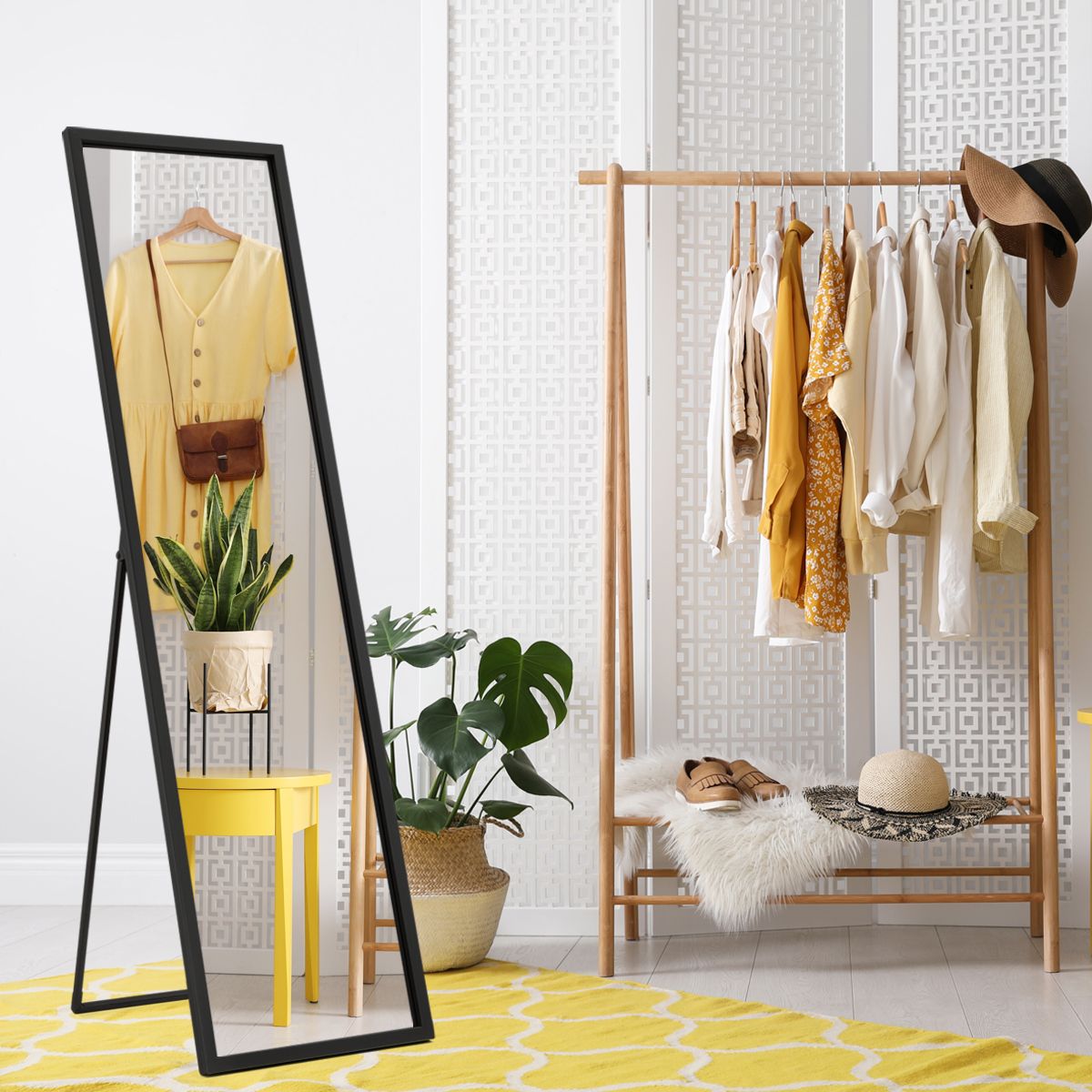 Full Body Length Mirror Floor Makeup Dressing Vanity Free Standing ...