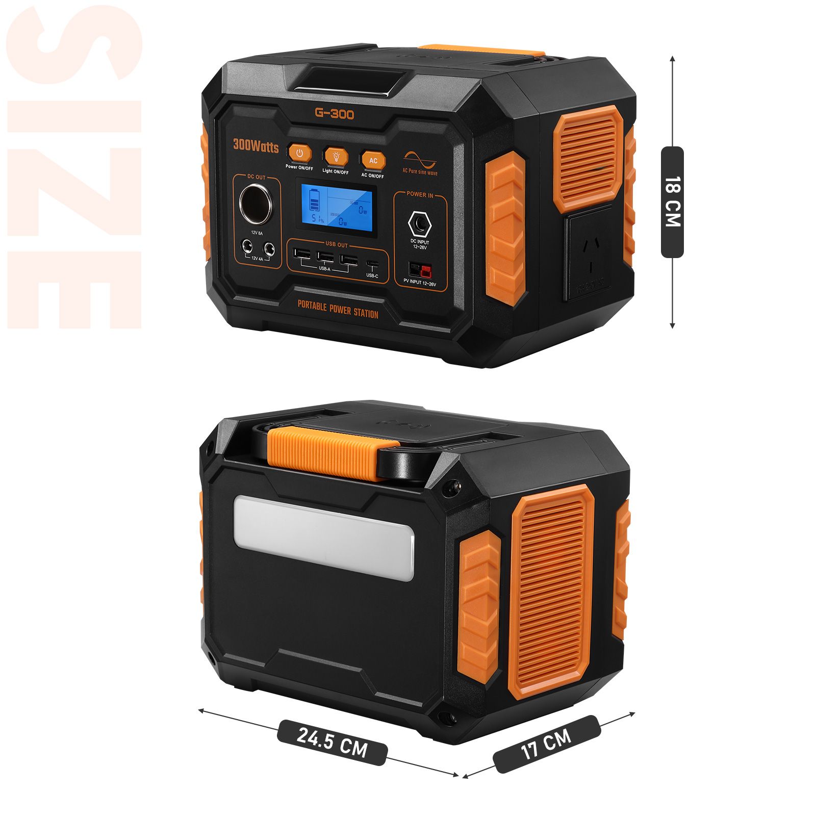 Power Station Solar Portable Generator Camping Wireless Rated 300W ...