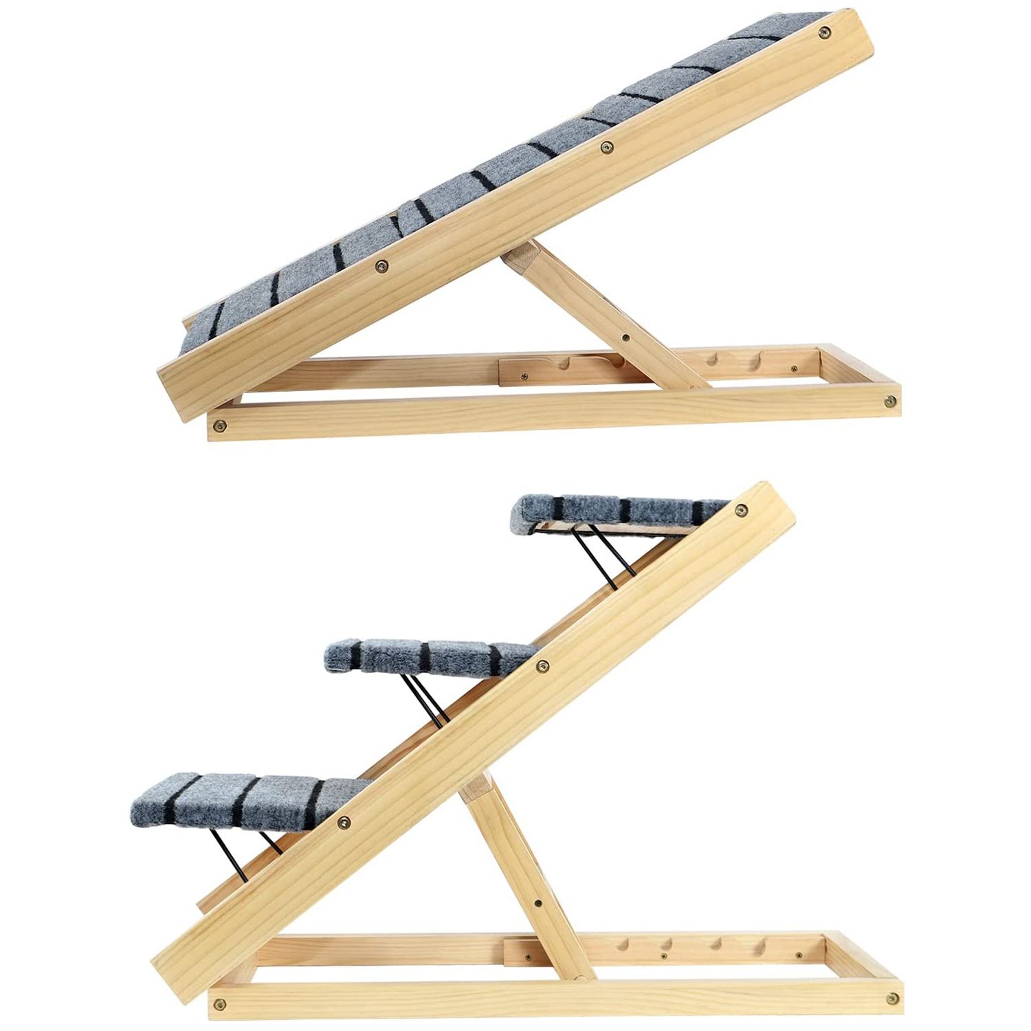 Adjustable Dog Cats Ramp Folding Portable Wooden Pet Ramp for All Small ...