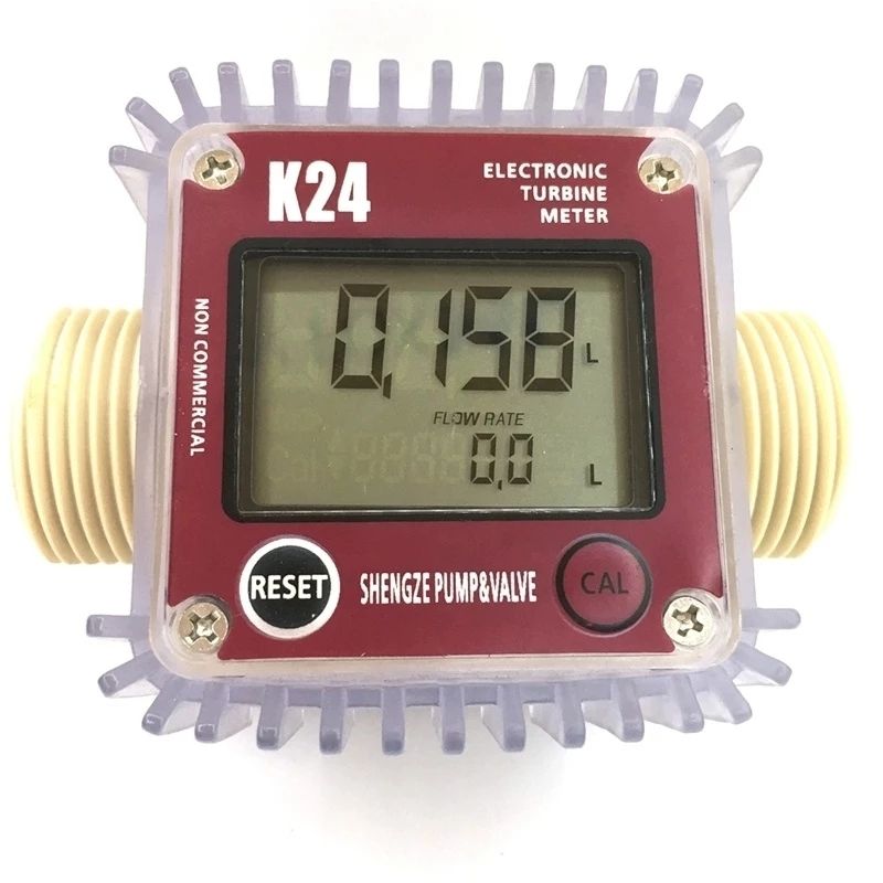 Digital LCD K24 Turbine Fuel Flow Meter Flow Tester for Chemicals Water ...