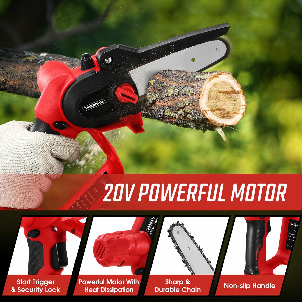 Chainsaw Wood Cutter Cordless Electric Mini Pole Telescopic Handheld 2 ...
