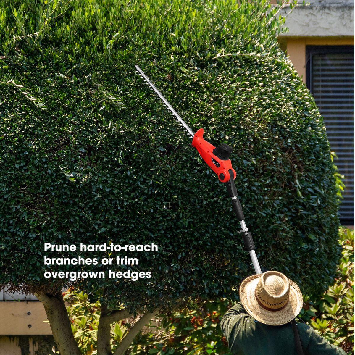 Pole Hedge Trimmer Cordless Electric Extendable Long Reach Rechargeable ...