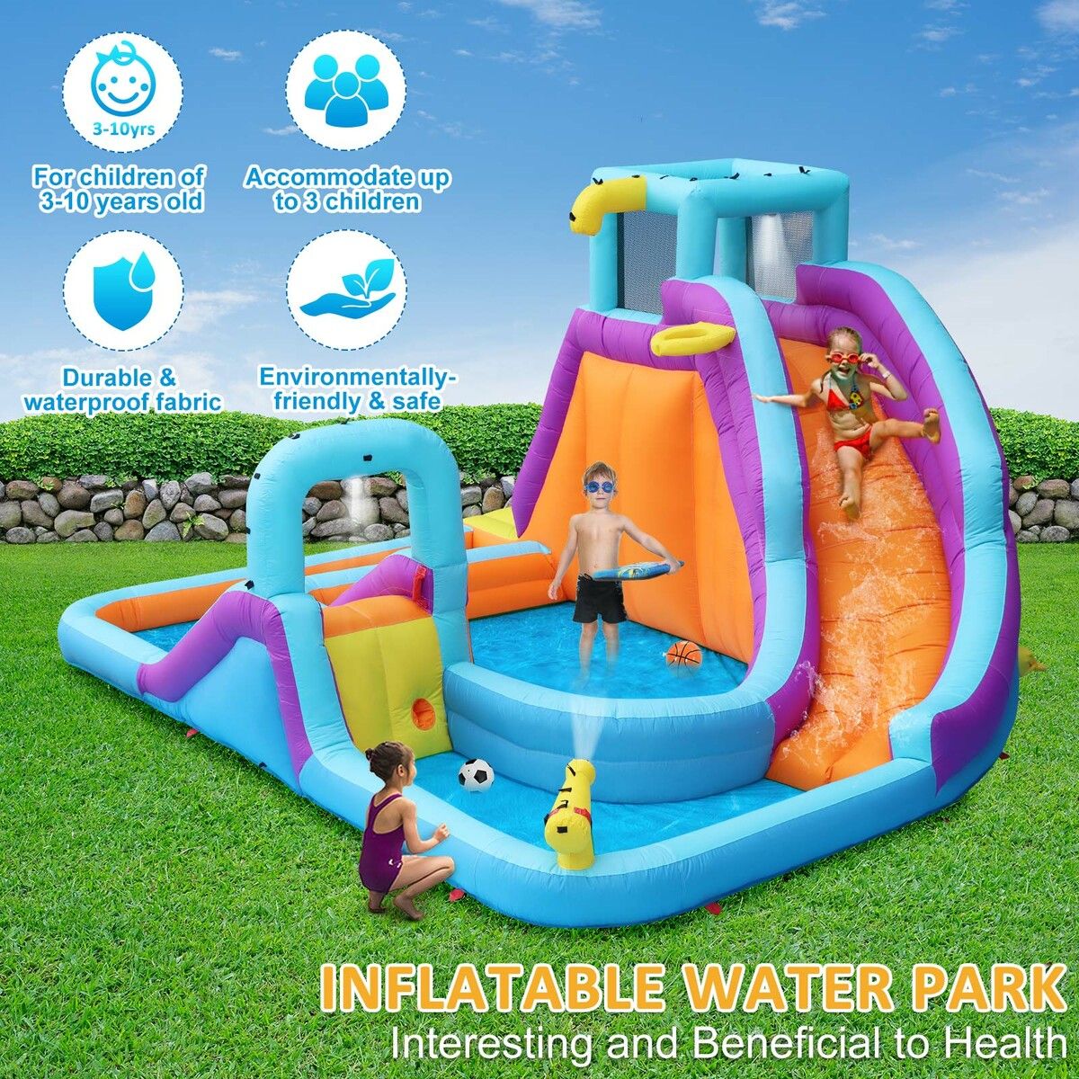 Inflatable Water Park Jumping Castle World Bouncer Trampoline Slide ...