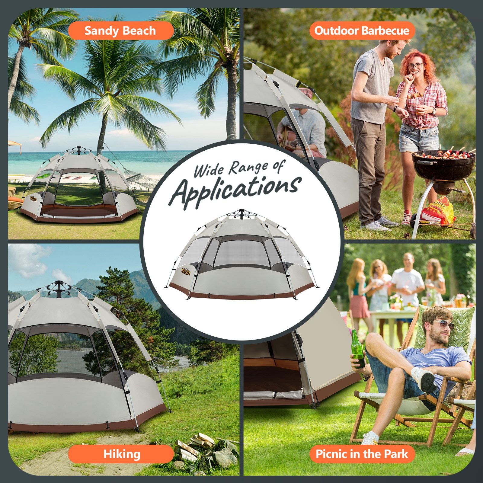 4 Man Beach Tent Shelter Camping Pop Up Instant Dome Family Shade ...