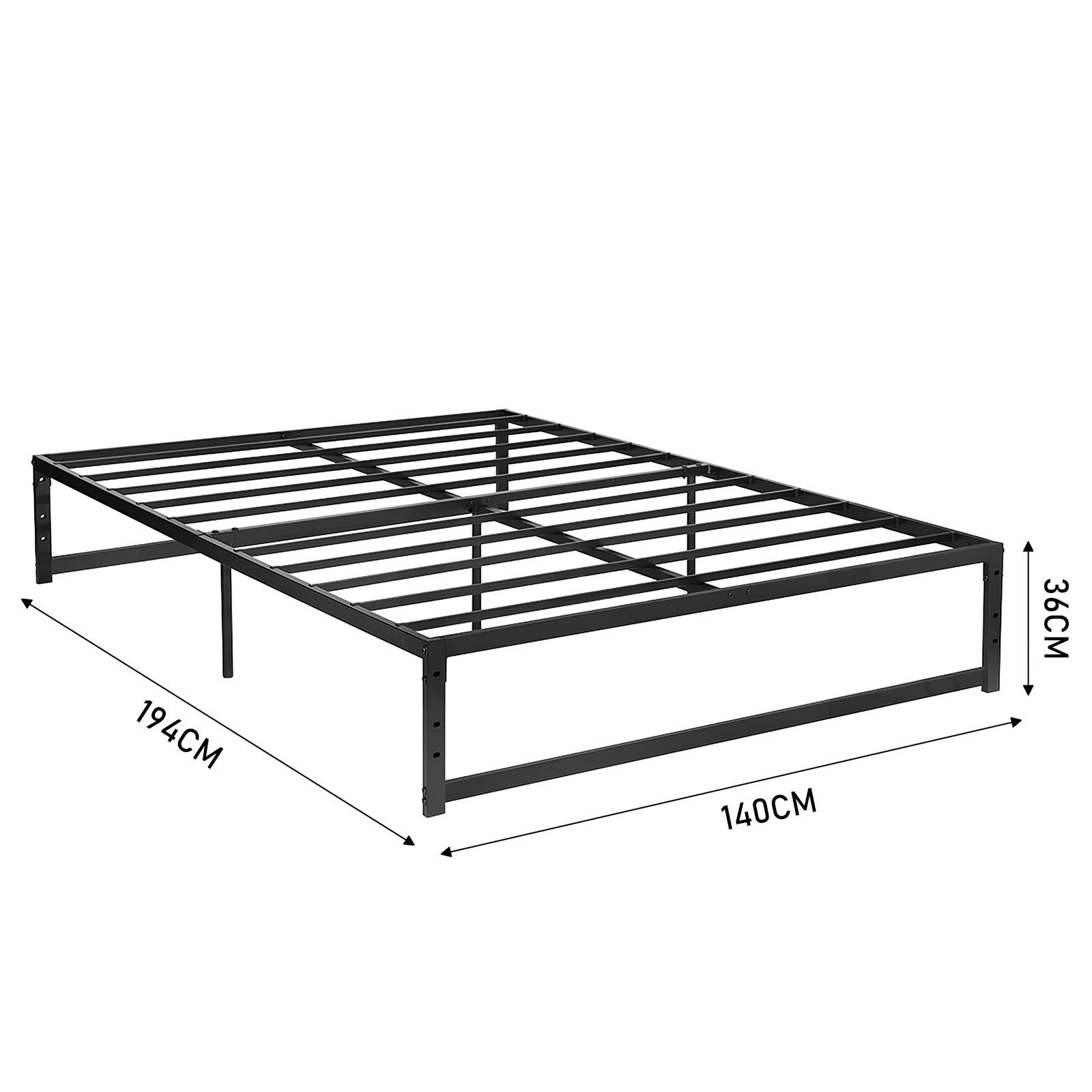 Metal Bed Frame Double Size Base Platform Black Mattress Foundation ...