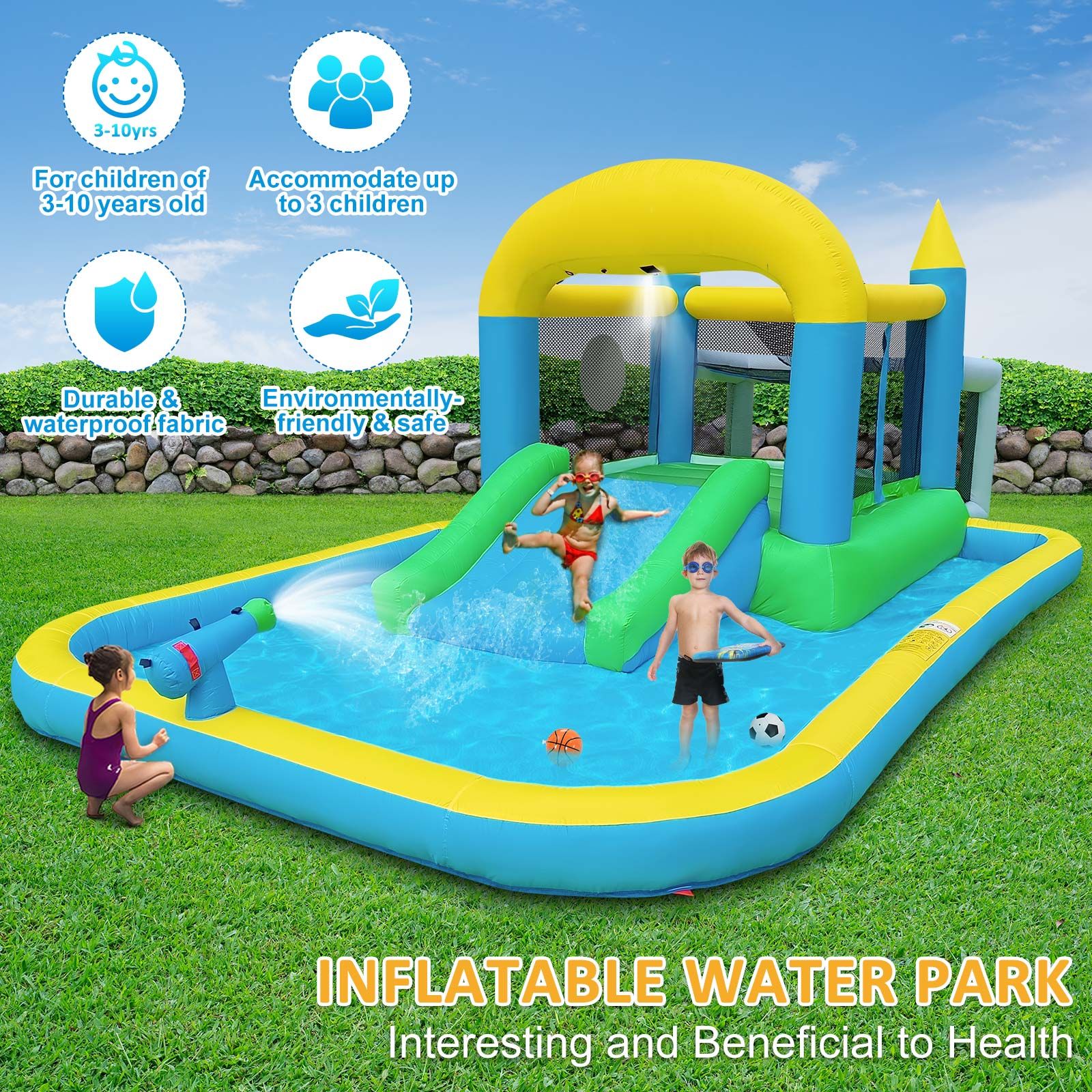 Inflatable Water Park World Jumping Castle Trampoline Toy Bouncer Slide ...