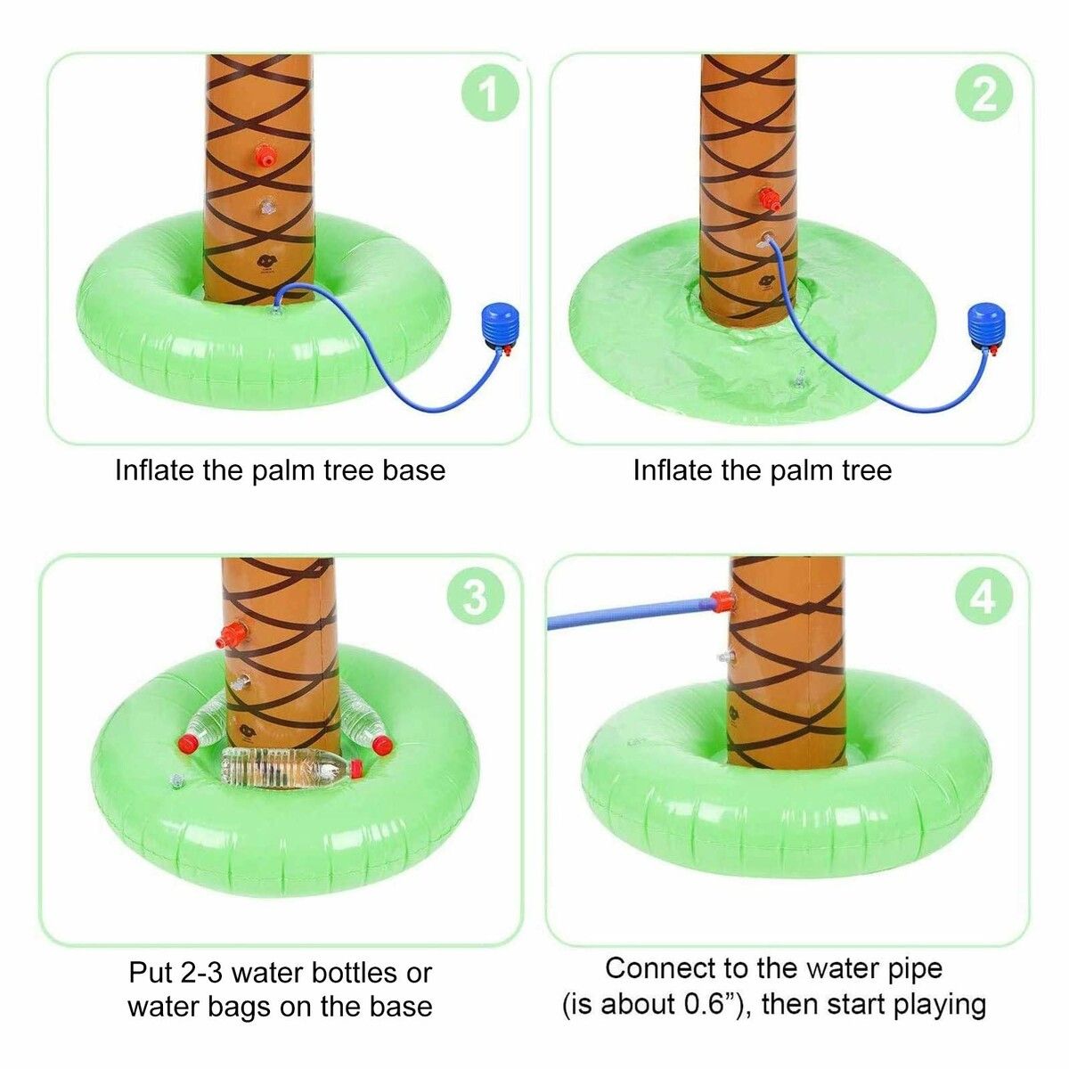 Palm Tree Sprinkler Inflatable Water Toy Pool Beach Lawn Outdoor Garden ...