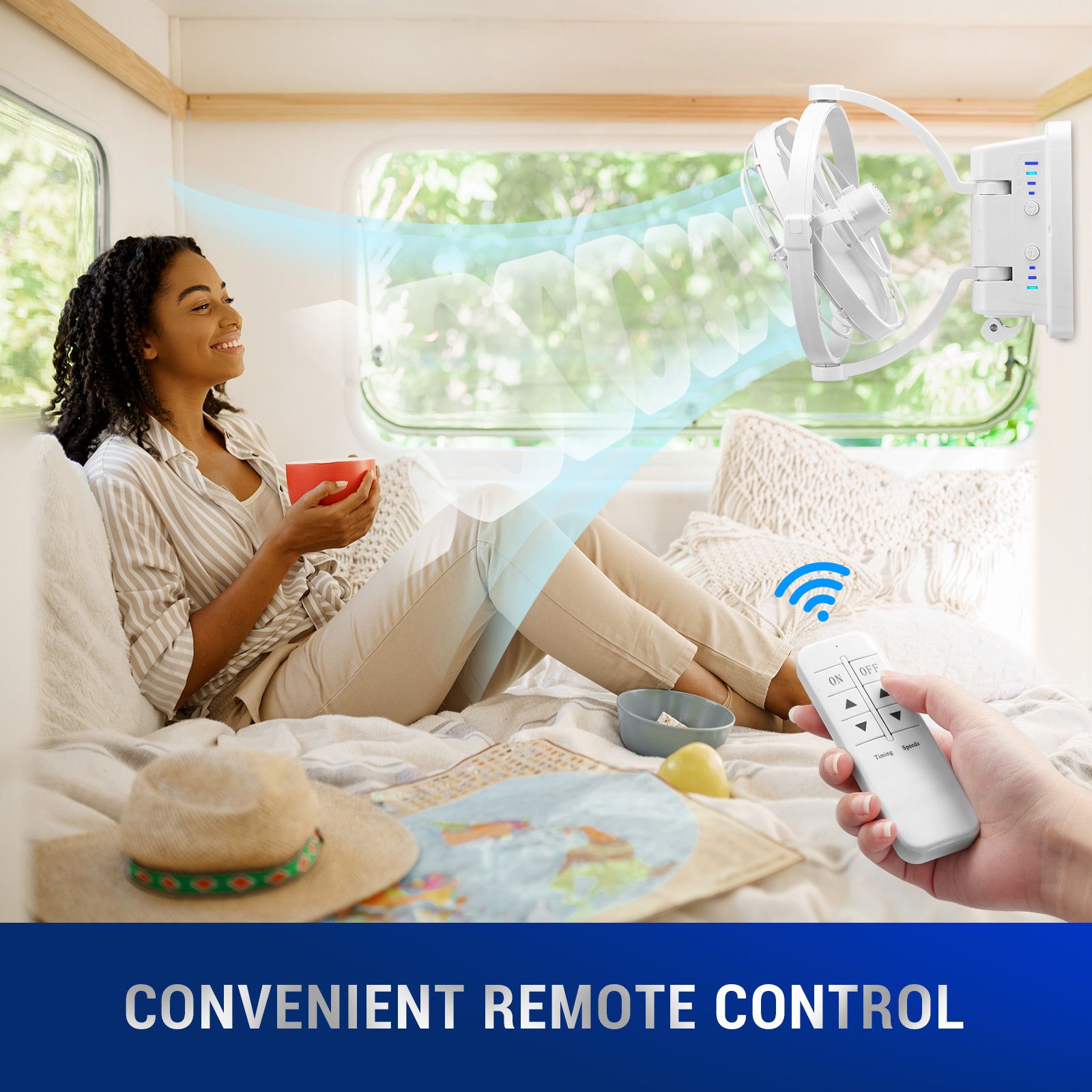 12V 24V Caravan Fan Camping Trailer RV Camper Boat Gimbal Design 360 ...