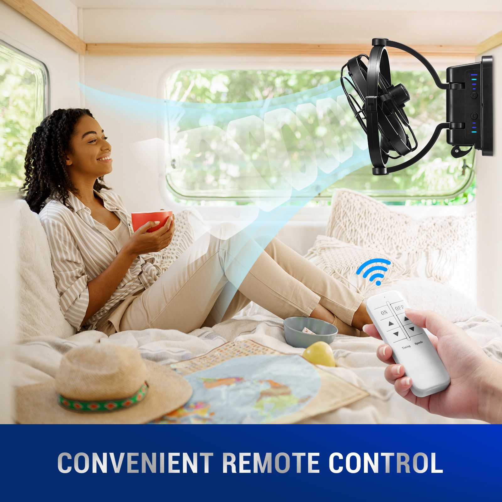 12V 24V Caravan Fan Camper Camping Trailer RV Boat Gimbal Design 360 ...