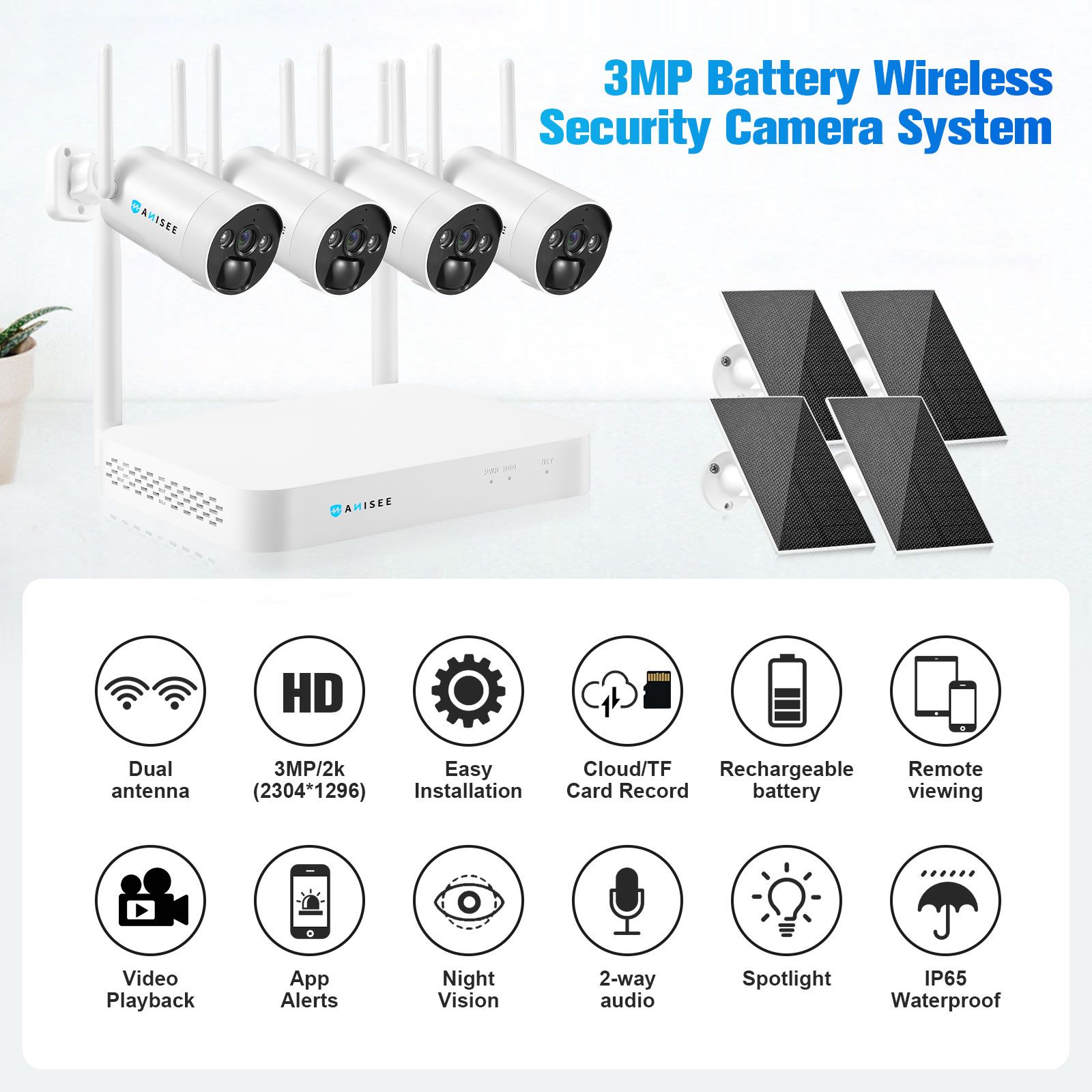 Wifi Security Cameras 4 Set Wireless CCTV Home Spy Surveillance System ...