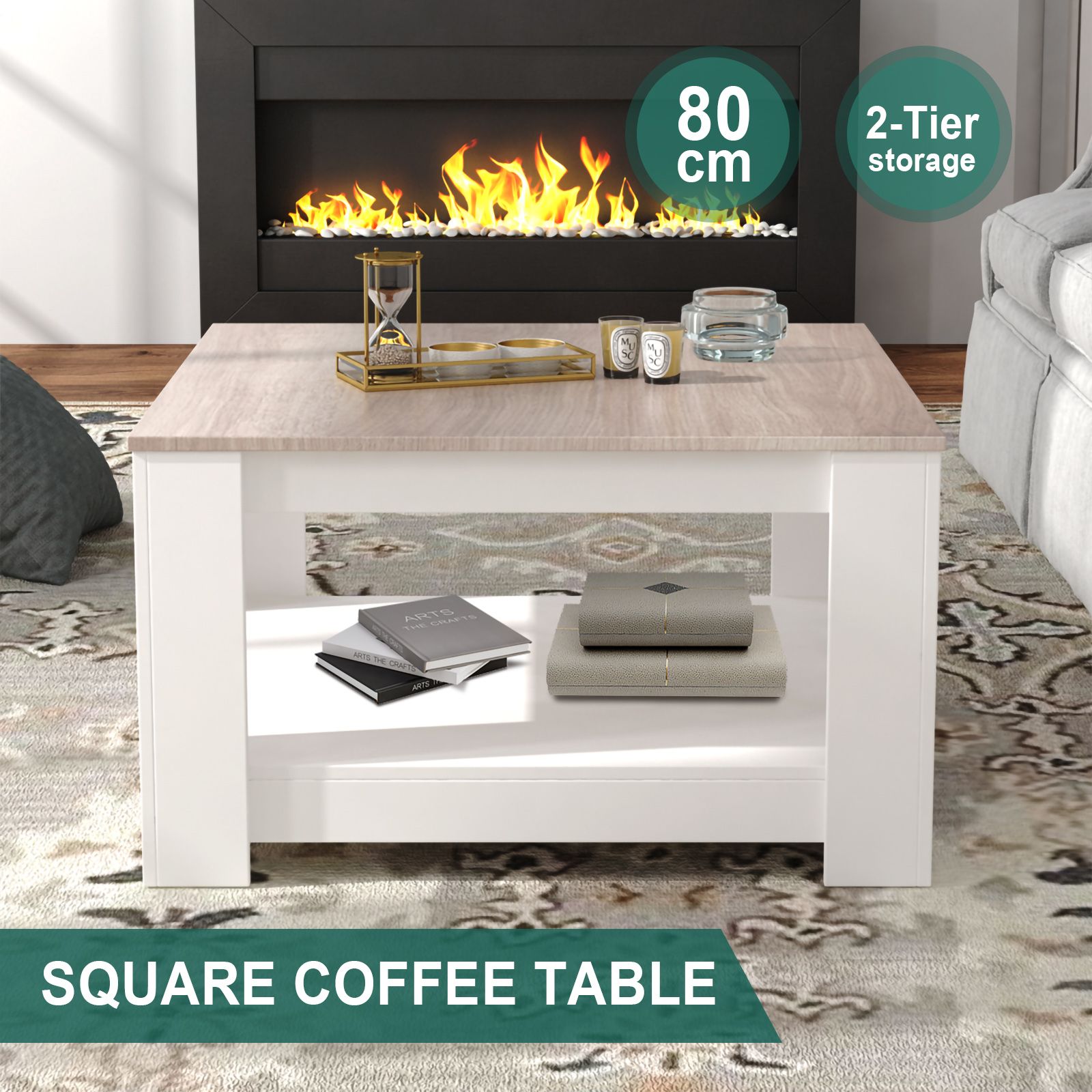 Square Coffee Table Bedside Bed Sofa Side End Nightstand with Storage ...