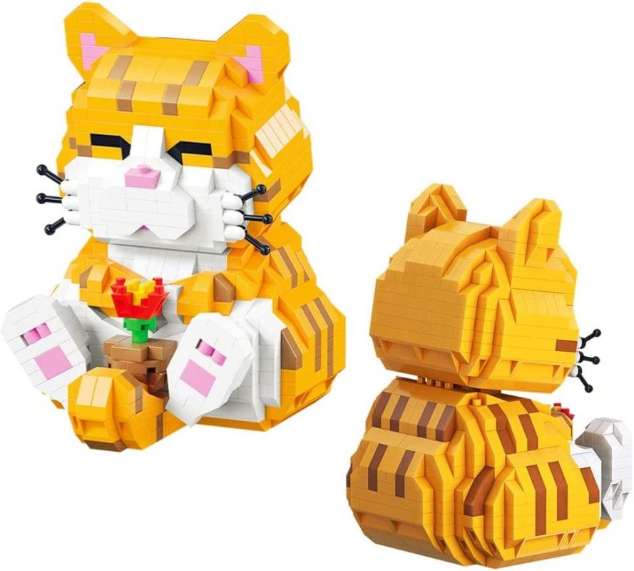 834 Pieces Cute Animal Series Micro Mini Building Blocks Kit, Orange ...